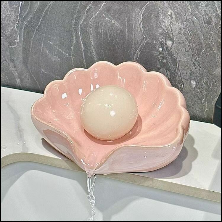 Эксклюзивная керамическая мыльница в форме ракушки DAENERO с системой слива воды, предназначенная для ванной комнаты или кухни, станет превосходным презентом на новоселье