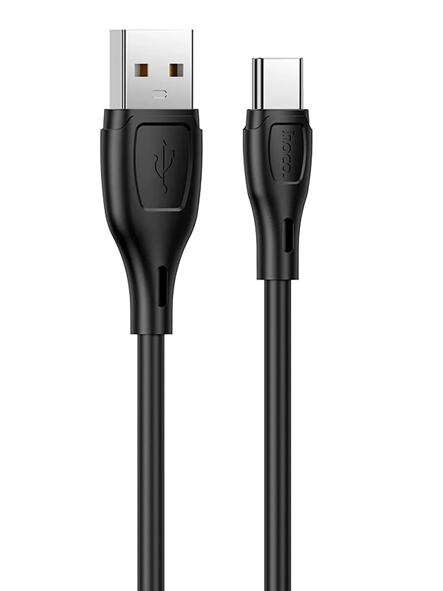 Кабель Hoco X61 USB to Type-C силиконовый, 3А, 1 метр, черный / провод для зарядки Android