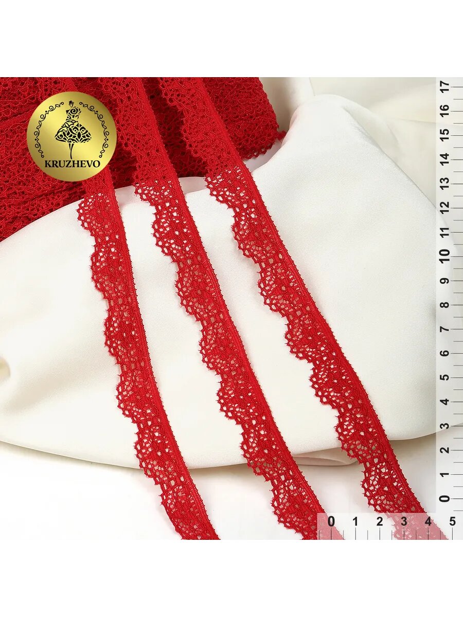 Кружево-стрейч шир.15мм цв. L101 т. красный уп.50м