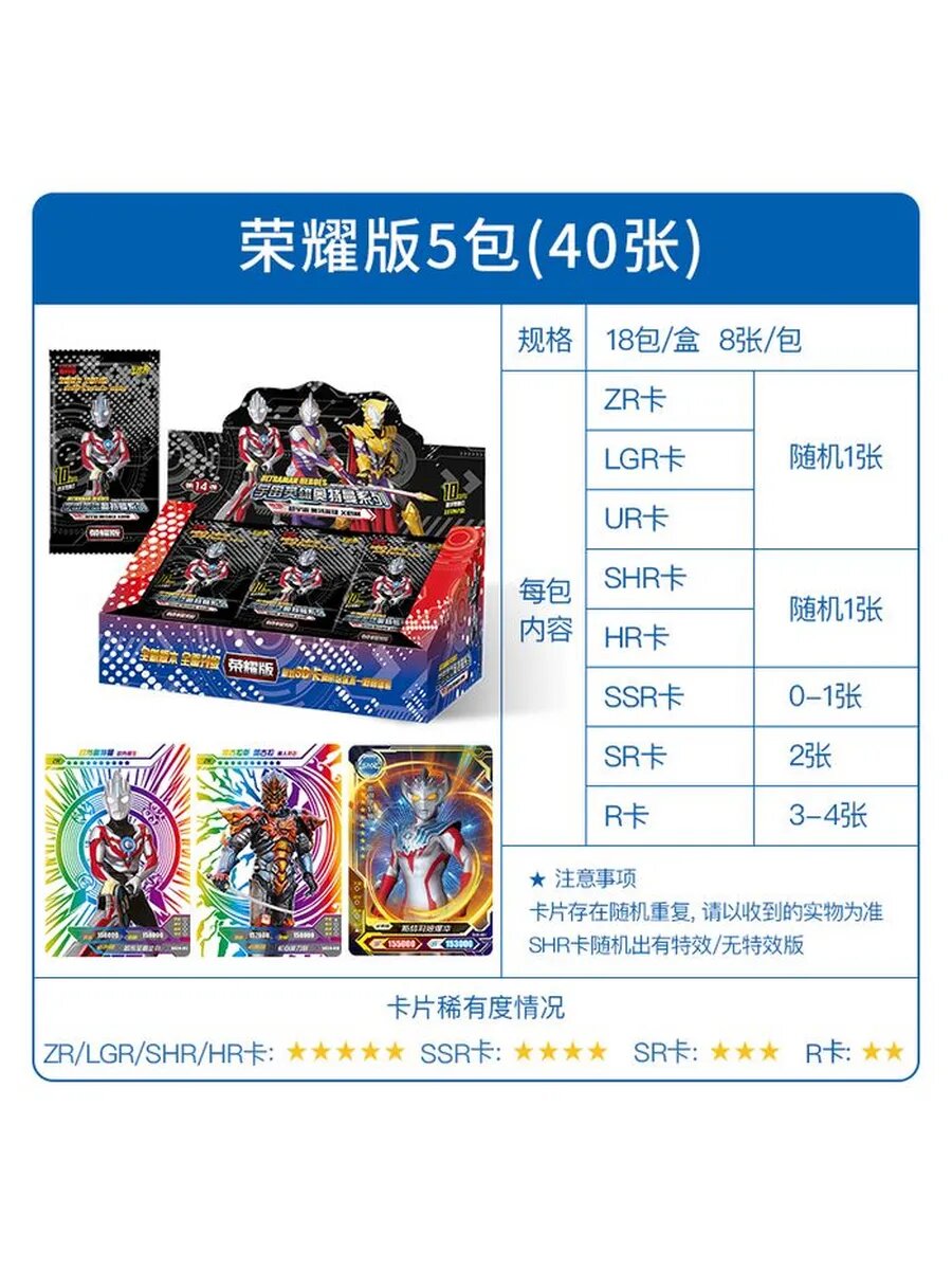 Карты Ultraman (Glory, 5 пак. / 40 листов)