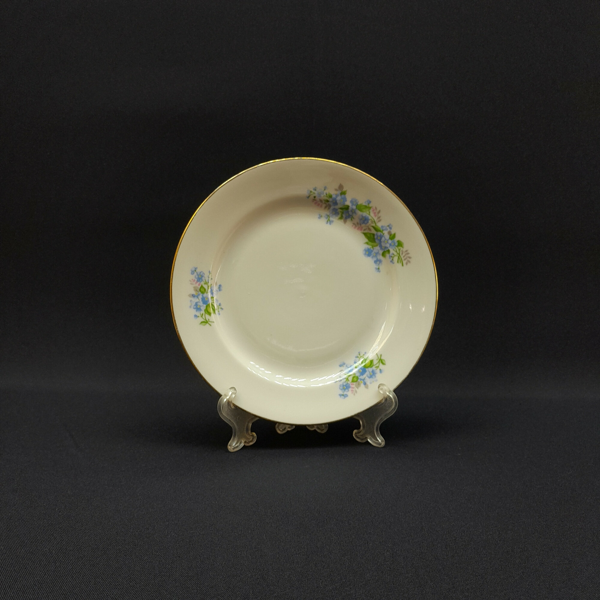 Пирожковая тарелка Дулево, фарфор деколь позолота 175 мм, винтаж СССР