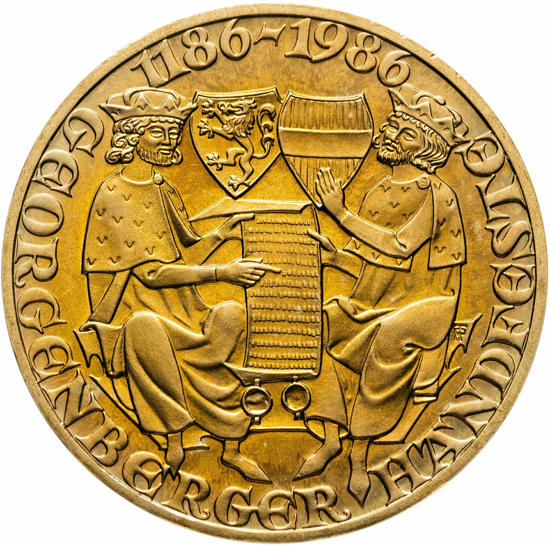 Австрия 20 шиллингов 1986 "800 лет со дня подписания Санкт-Георгенбергского договора", Бронза, в сохранности Proof