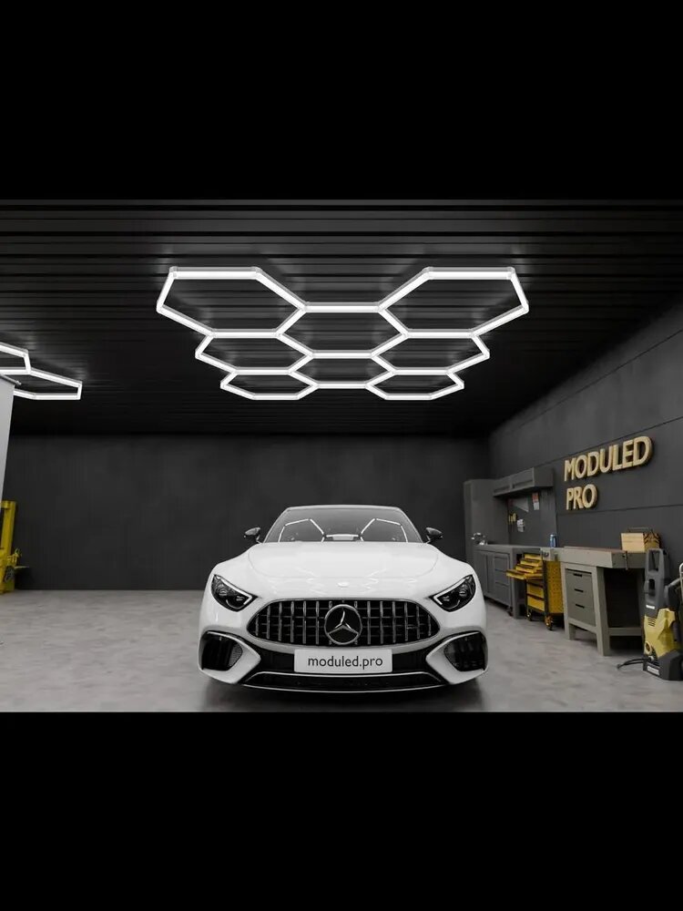 Светодиодное освещение для гаража/автосервиса LED Workshop, панель соты 6500К/245W размер 2438x2337mm