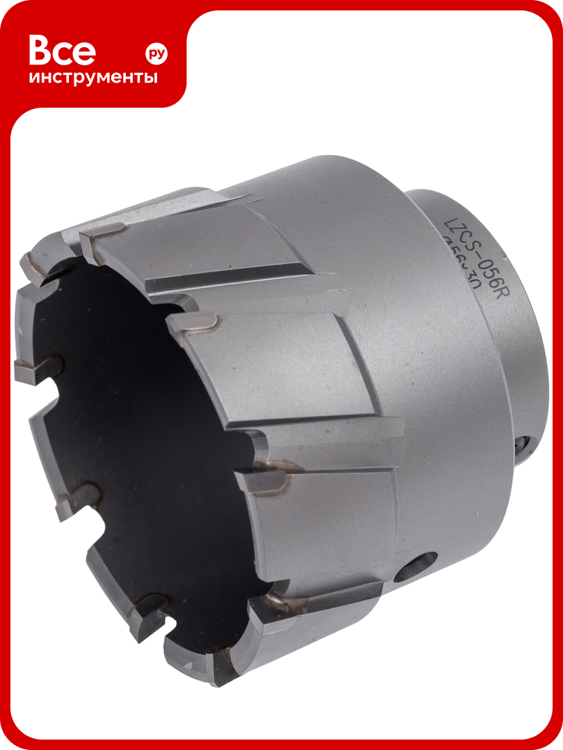 Коронка с твердосплавными напайками LENZ 56x30 мм LZCS-056 R для сверления металла, пластика и нержавеющей стали