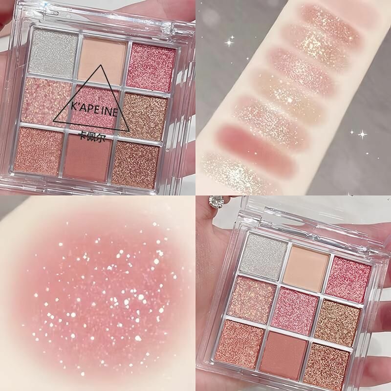 Прозрачная палитра теней для век из 9 сеток с блестящим кристаллом