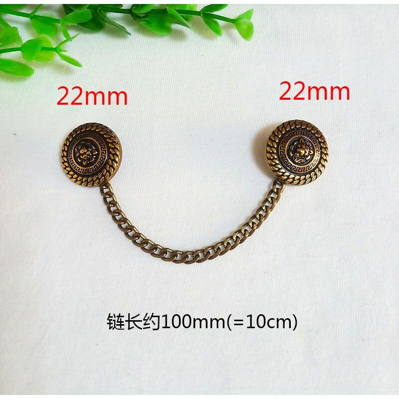 Антикварные бронзовые винтажные пуговицы в виде головы льва для женской одежды, аксессуары для ручного пошива, декоративные пуговицы с цепочкой для V-образного выреза.