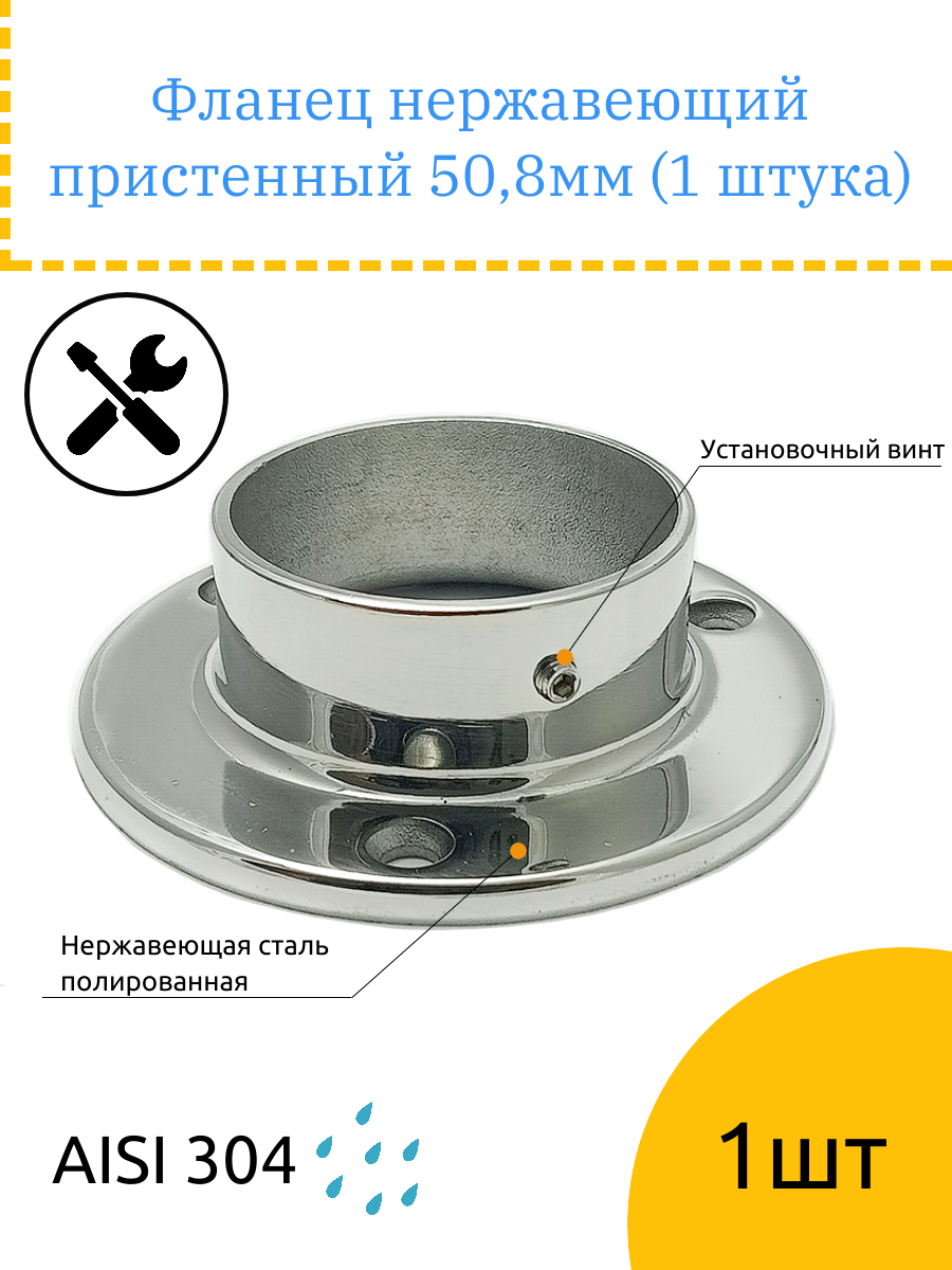 Фланец для поручня 50,8 мм из нержавеющей стали (крепление к стене)