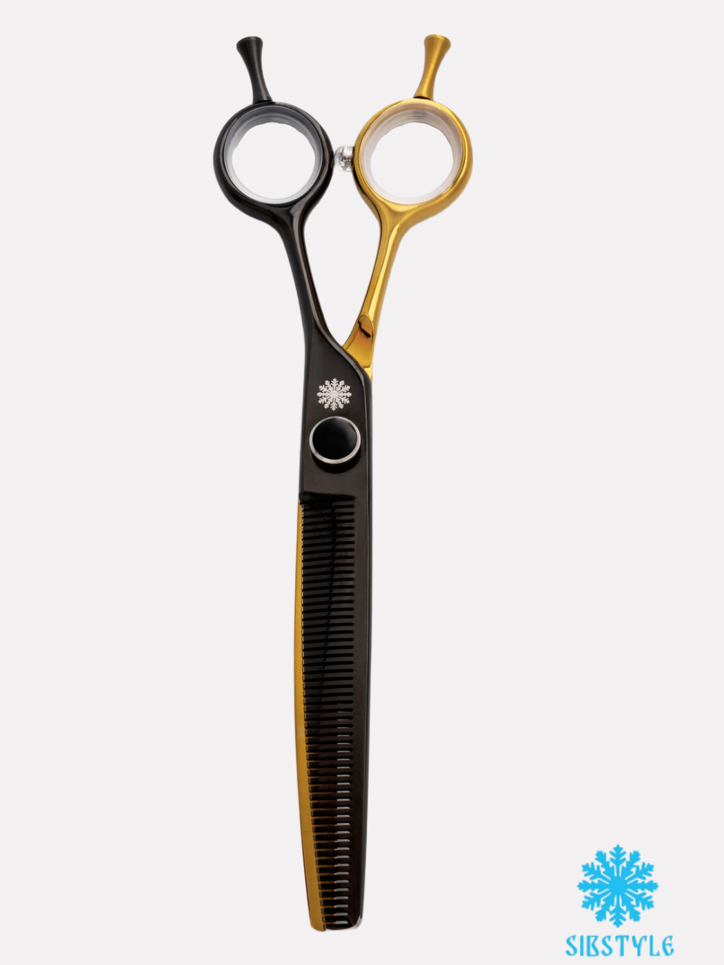 Ножницы 7.0"/60 филировочные изогнутые для стрижки собак и кошек, профессиональные ножницы для груминга, цвет черно-золото (сталь 440C JAPAN)
