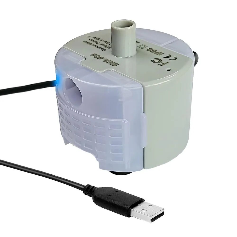 Насос с USB-интерфейсом для аквариумов поилкой домашних животных SMA-800, бесшумный двигатель со светодиодной подсветкой