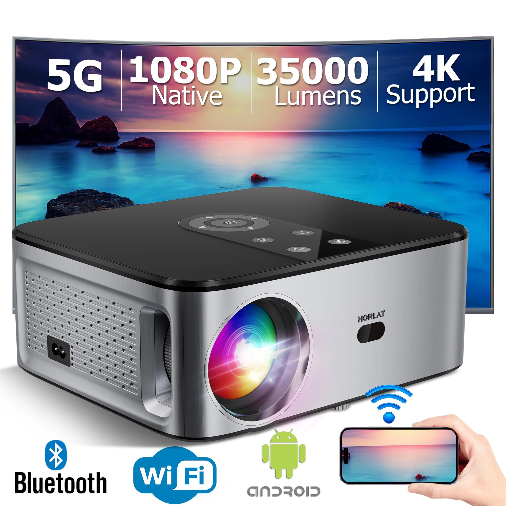 Проектор HORLAT T3N 1500 ANSI люмен Вилка стандарта Великобритании