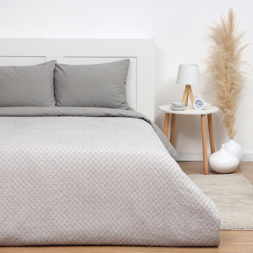 Покрывало LoveLife Tufting: Квадрат цв. серый, 200*230±5см, микрофайбер, 100% п/э