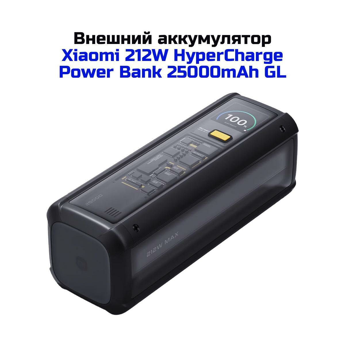 Внешний аккумулятор Power Bank для смартфонов и ноутбуков Xiaomi Mi Power-Bank 25000mAh GL (212W HyperCharge) (E2621EU) (BHR9970GL). Поддержка Power