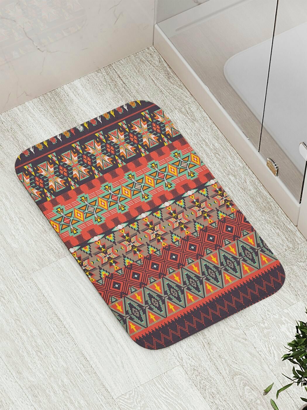 Коврик для ванной комнаты, туалета "Восточные мотивы" противоскользящий, 52х77 см, JoyArty
