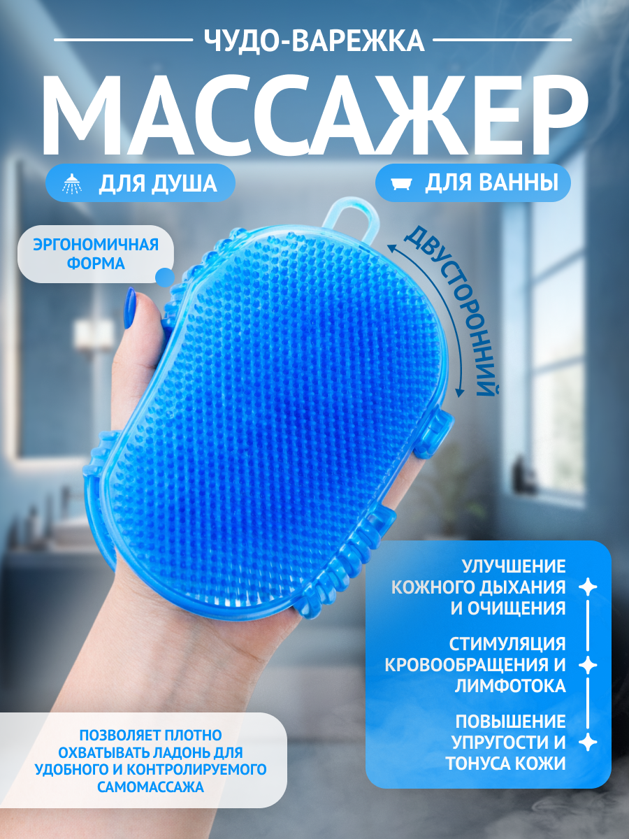 Массажер медицинский Торг Лайнс для тела Чудо-варежка (модель 1) (синяя)