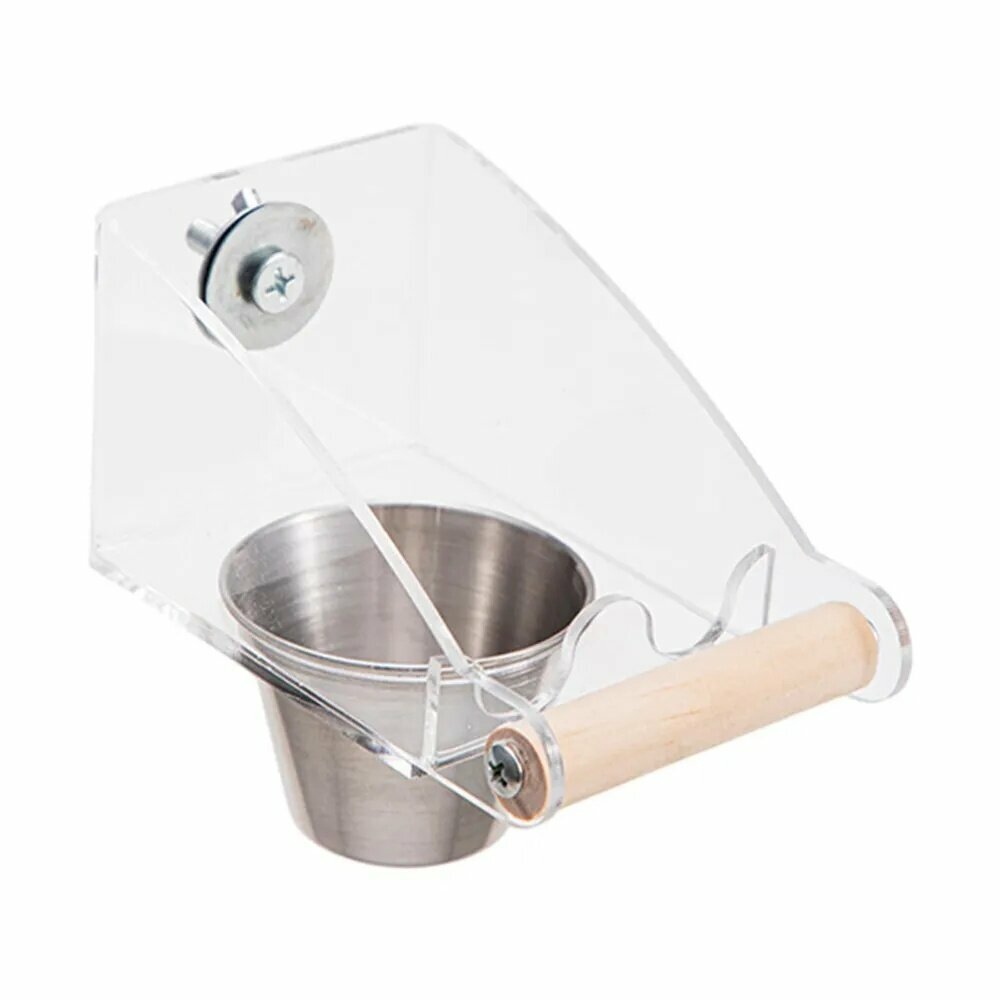 Подвесная кормушка для птиц в клетку, прозрачная, с защитой от рассыпания, для попугаев и канареек, объем 1 чашка