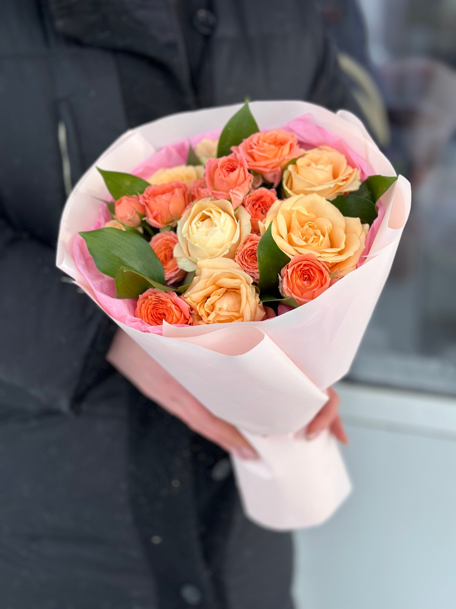 Монобукет Liana Flowers "Liana Flowers", розы, бежевый, для любой женщины