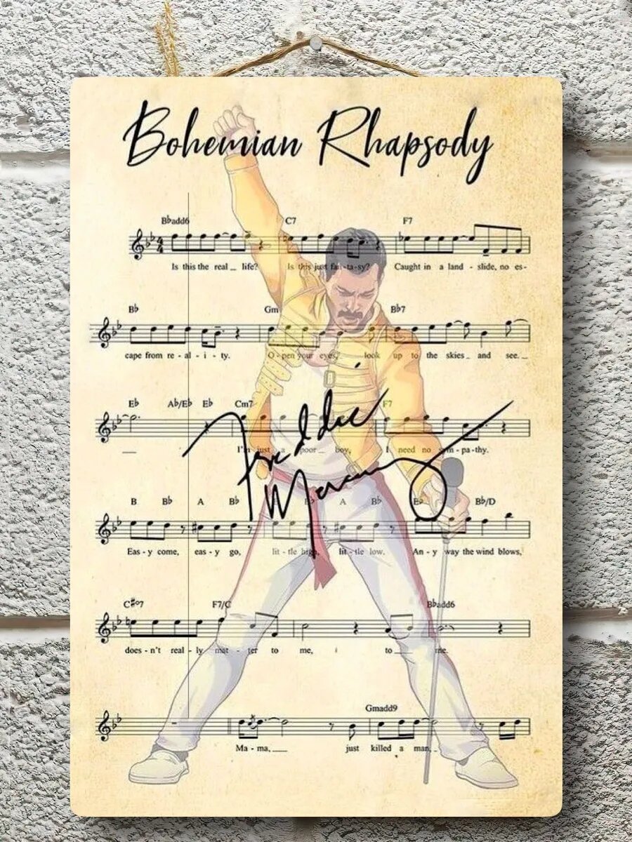 Freddie Mercury постер металлический интерьерный на стену табличка 20 см х 30 см Queen