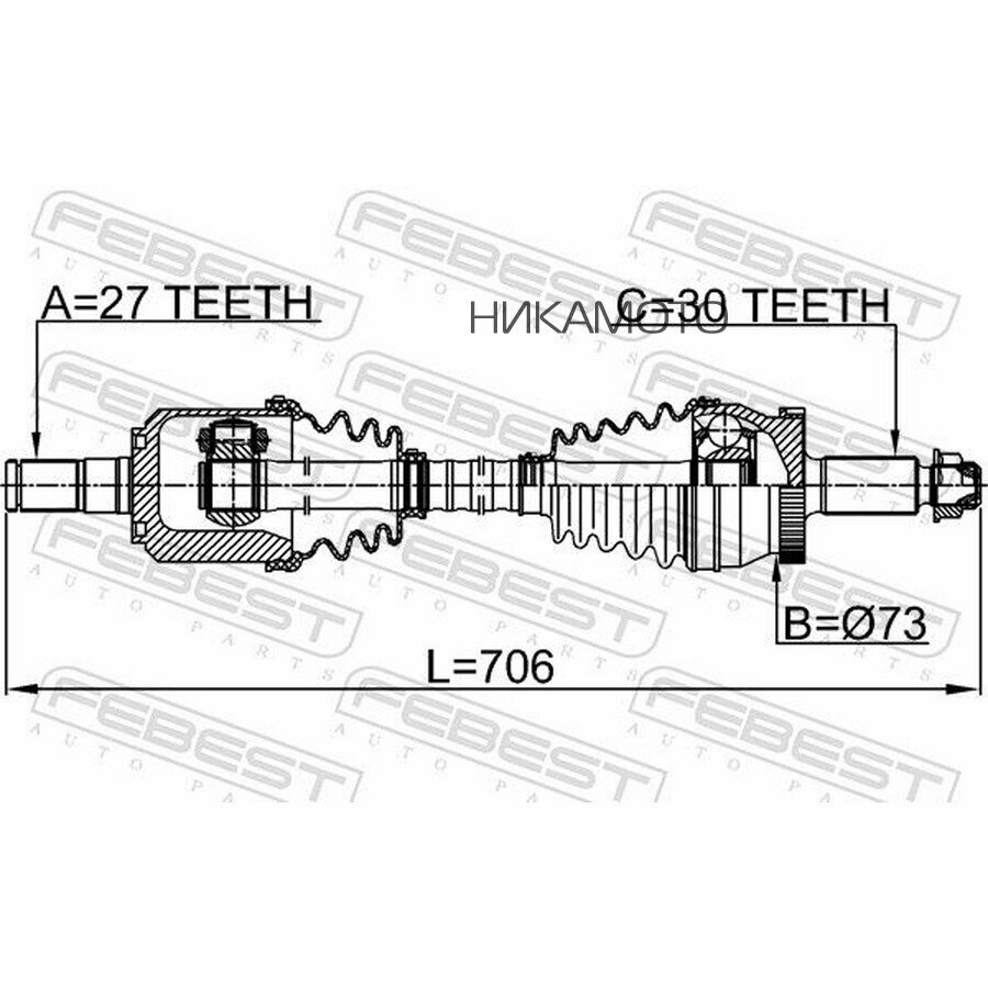 FEBEST 2214JF20LH привод передний левый 27Х716Х30