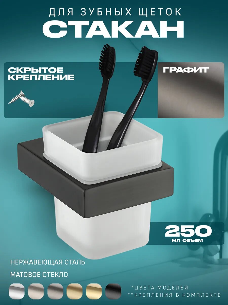 Настенный стакан одинарный AC0021BG Графит