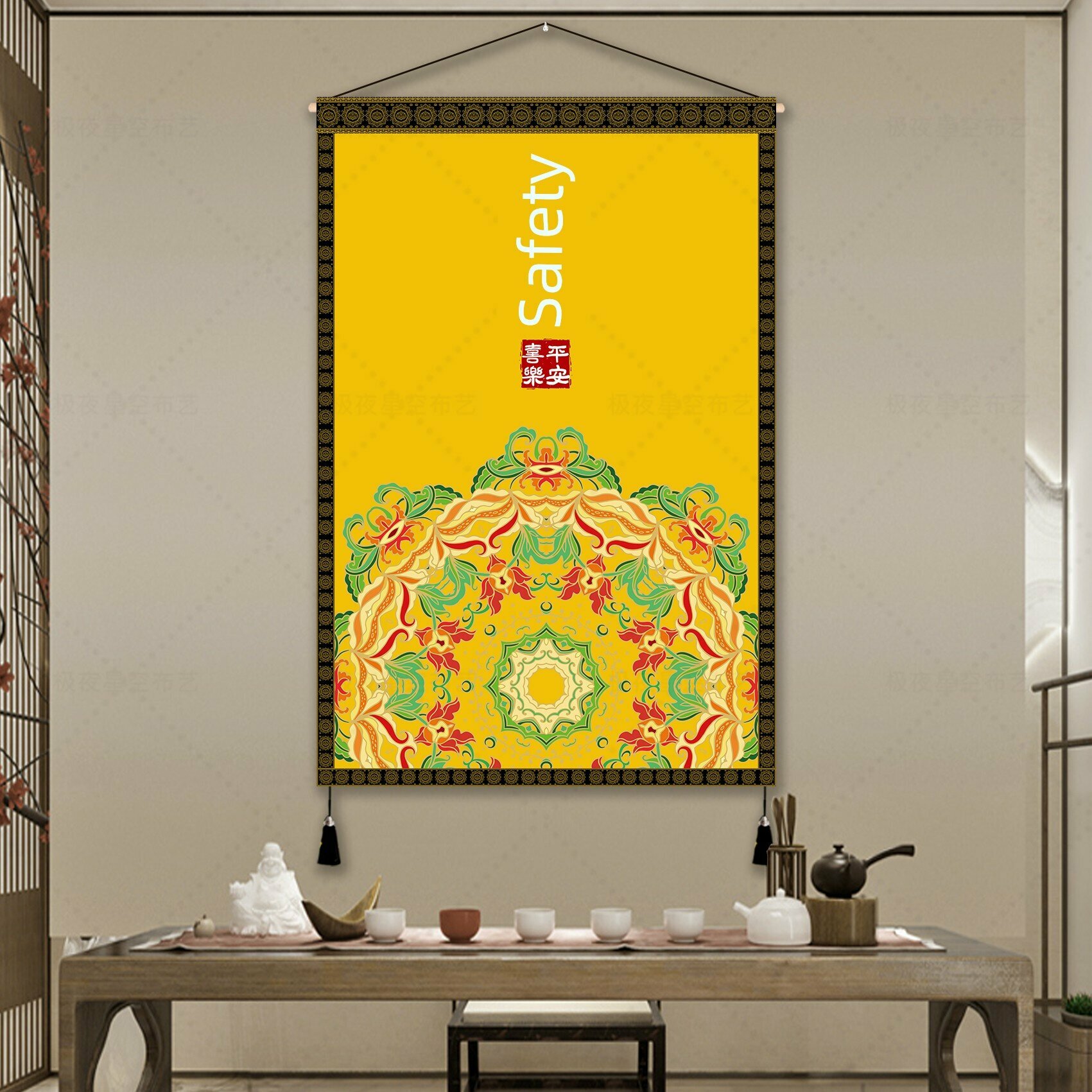 Китайский тканевый гобелен с узором для декора стены в прихожей или гостиной, подвесное украшение для буддийского