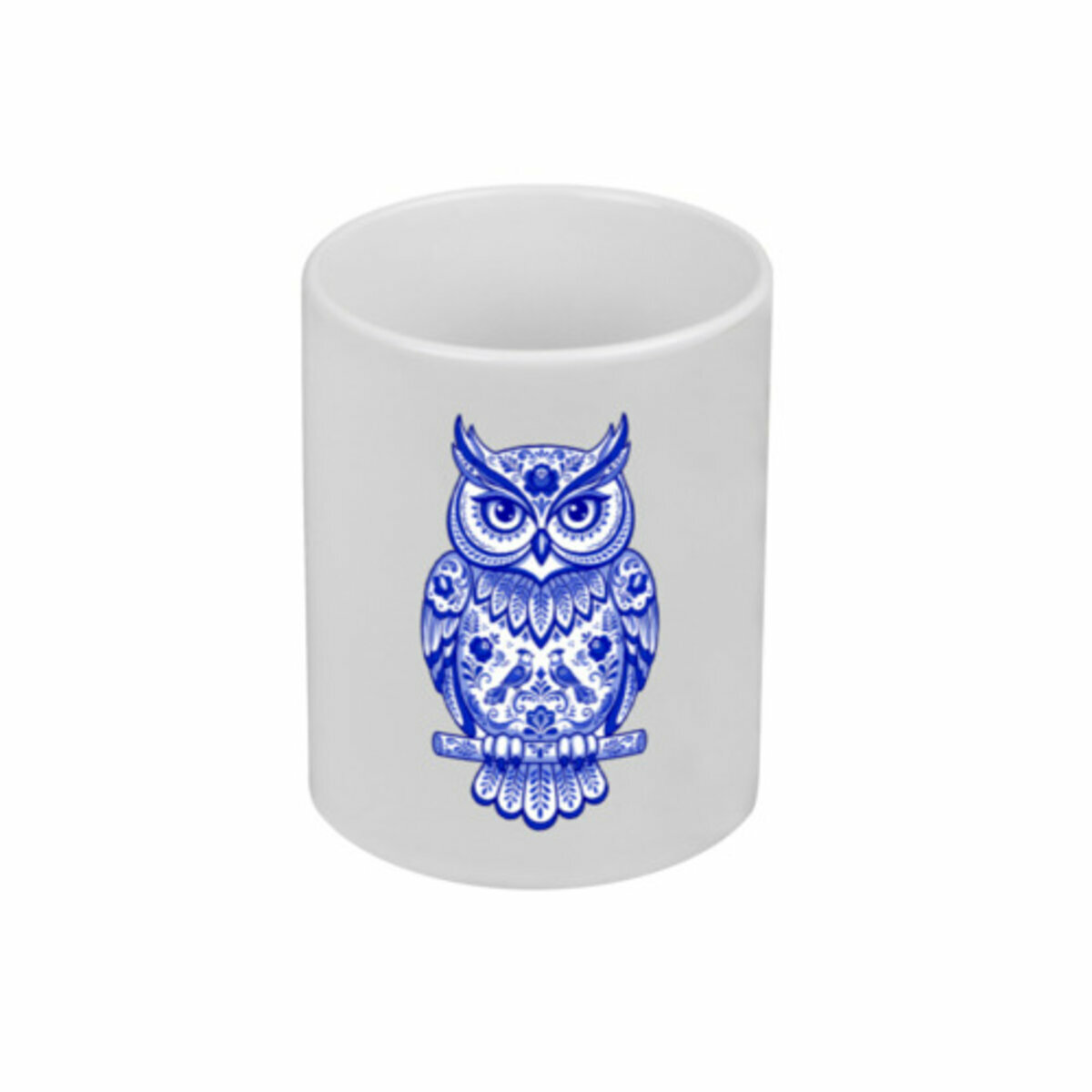 Кружка «Узоры гжель: сова в русских народных узорах» (белый)