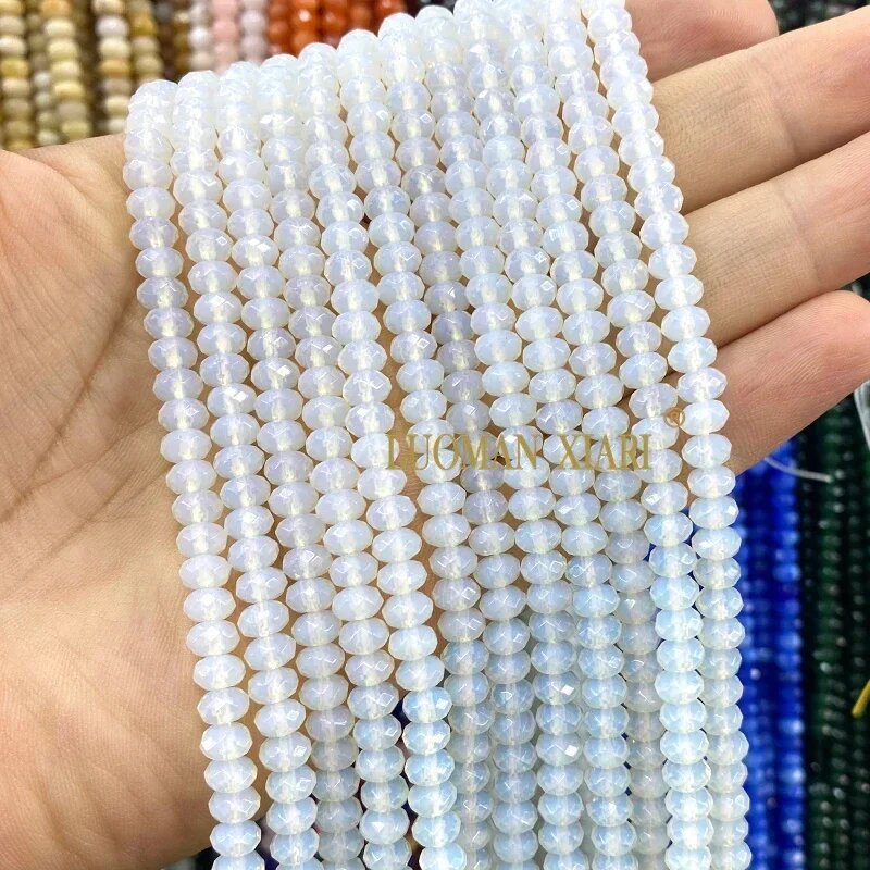 Натуральный камень граненый рондель 4x6 мм амазонит халцедон бусины-разделители для изготовления ювелирных изделий Diy браслеты подвески аксессуары
