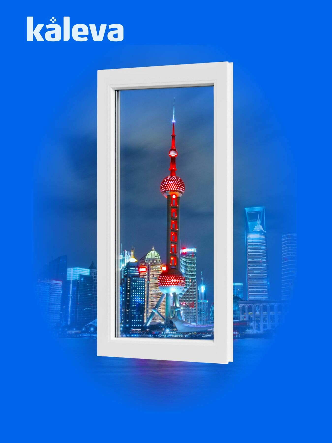 Пластиковое Окно ПВХ Kaleva 124х54 см, одностворчатое, глухое, двухкамерный стеклопакет с энергосберегающим стеклом