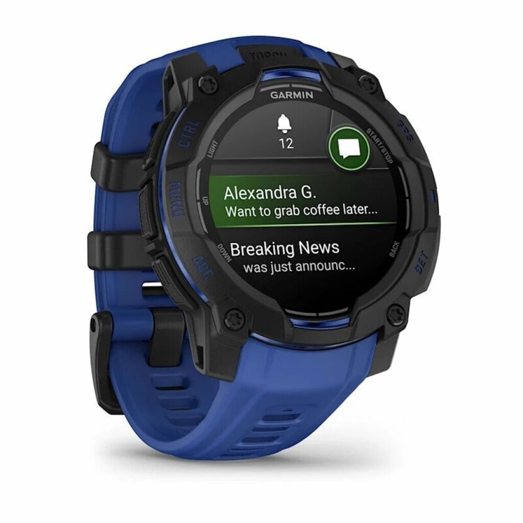 Часы Garmin Instinct 3, 45mm, Amoled Black with Bolt Blue Band (010-02936-03)