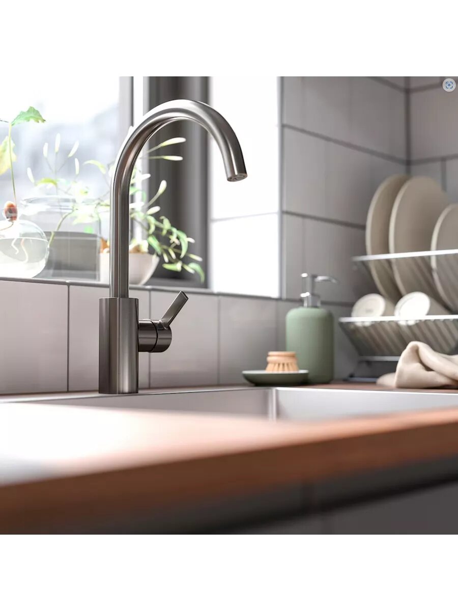 Смеситель для кухонной мойки икеа дельшен олово (цвет мокрого афальта)