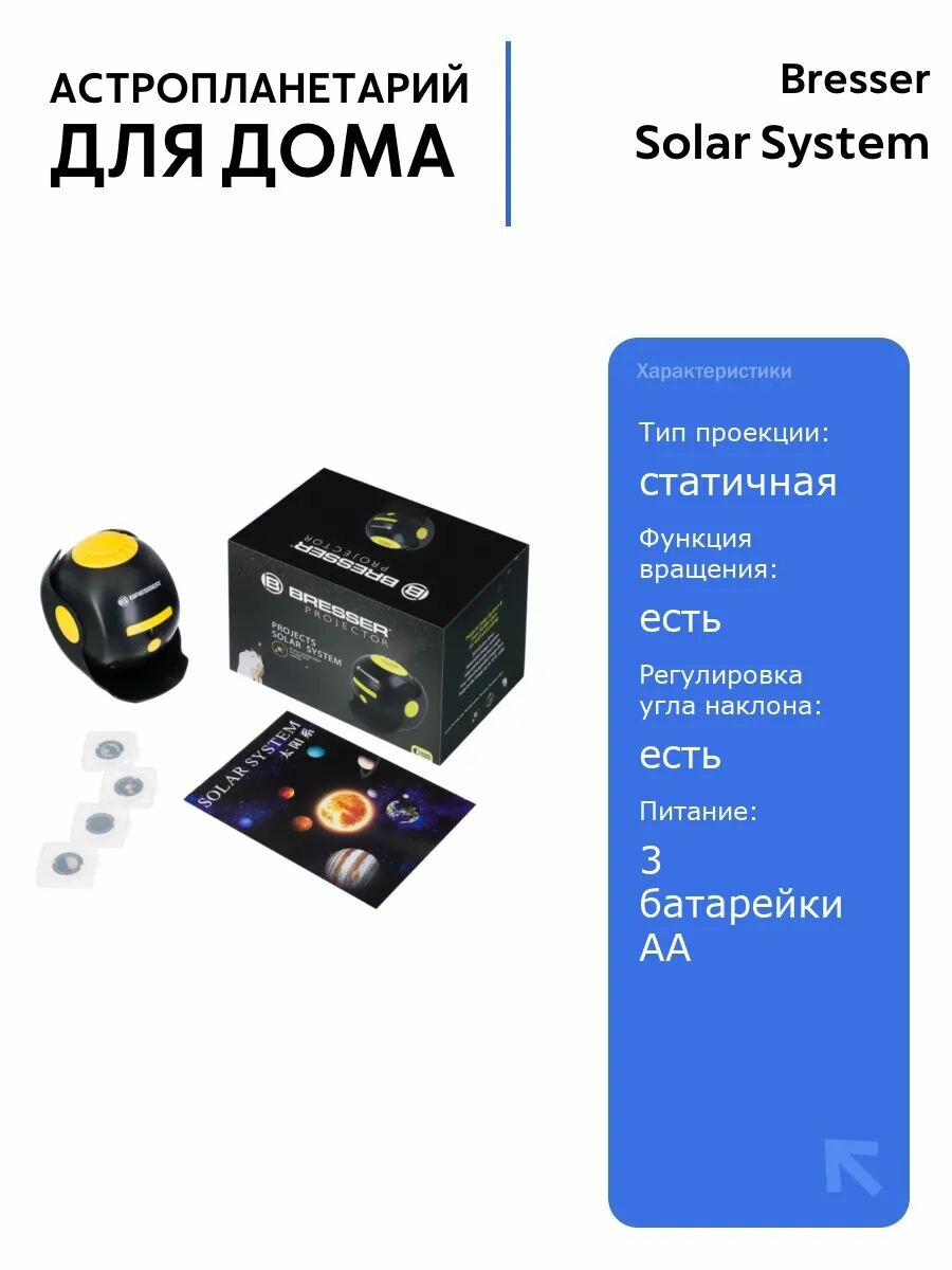 Астропланетарий Bresser Solar System с ручной фокусировкой и сменными дисками для изучения космоса
