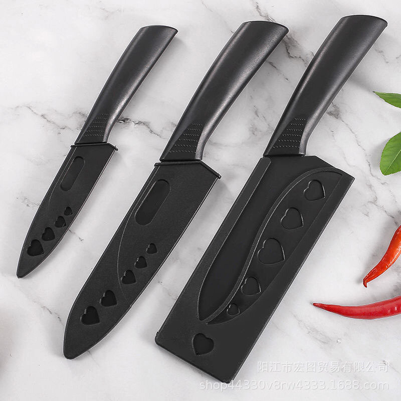 Черный нож для фруктов, кухонные ножи для дома, ножи с черными лезвиями, набор кухонных ножей, овощерезка из черной стали, бытовой нож из нержавеющей стали.