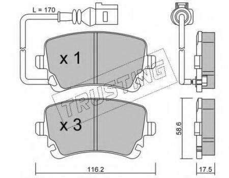 К-т торм. колодок RE VW T5 с датч. 03-, 5700 Trusting 570.0