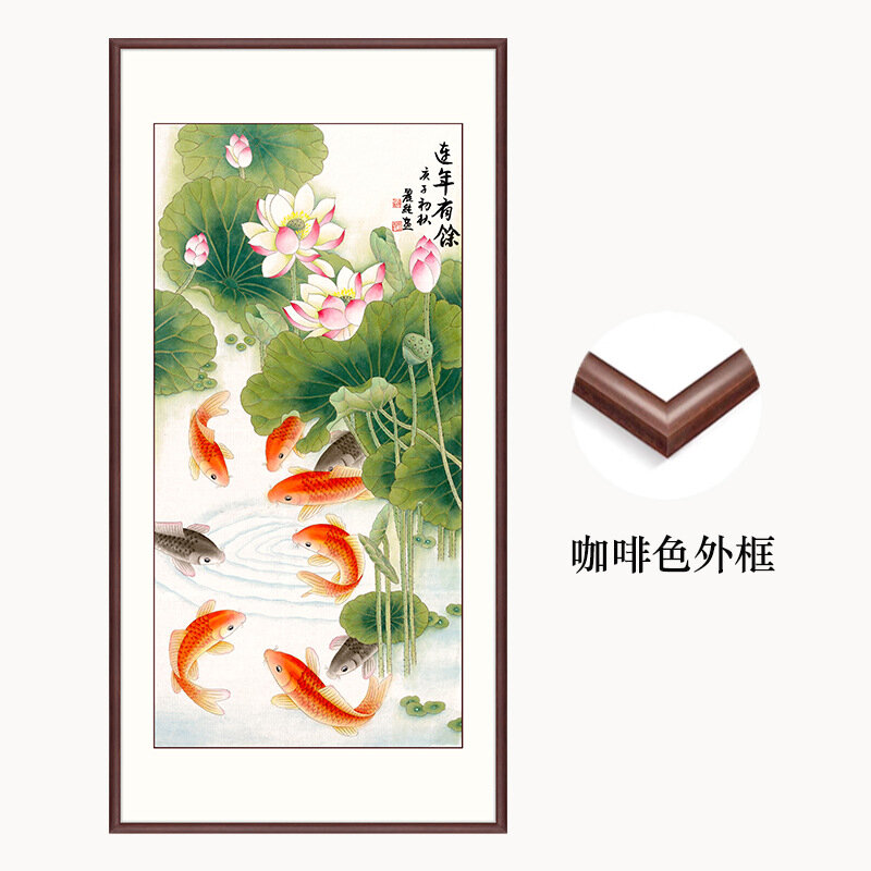 [2025] Искусно выполненная вручную тонкая живопись с изображением цветов и птиц для гостиной, элитная вертикальная картина для прихожей, девять картин, привлекающих богатство, для размещения у входа.