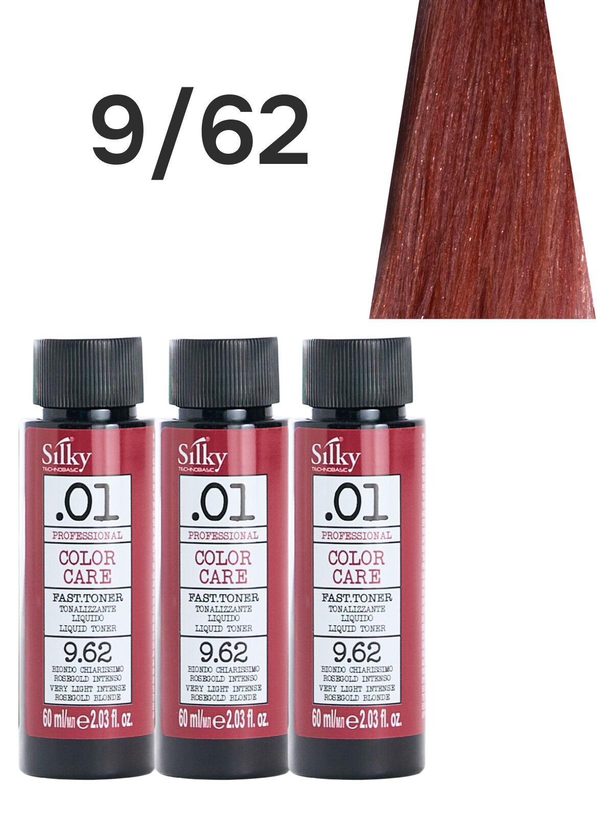 Краска тонирующая для волос Silky Techno Basic Professional Color Care Fast.Toner 9/62 Блонд Красно-фиолетовый, 3х60 мл