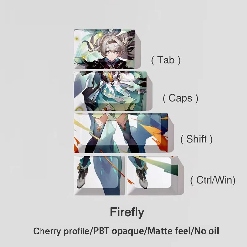 5 клавиш/набор Genshin Impact Key Caps Arknights Tab Shift Ctrl Win Keycap Elaina Cherry Profile PBT Dye Subbed Аниме Мультяшный колпачок