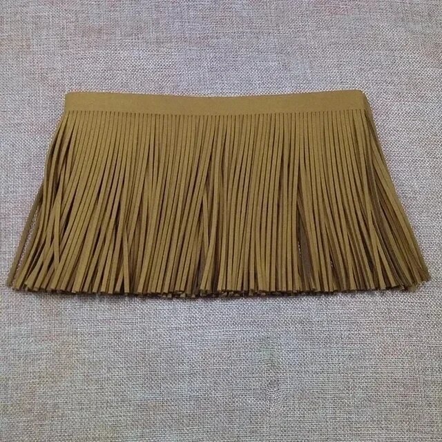 Бархатная бахрома из искусственной кожи Meetee 2 м 25cmX3mm, TF005-LightCamel8