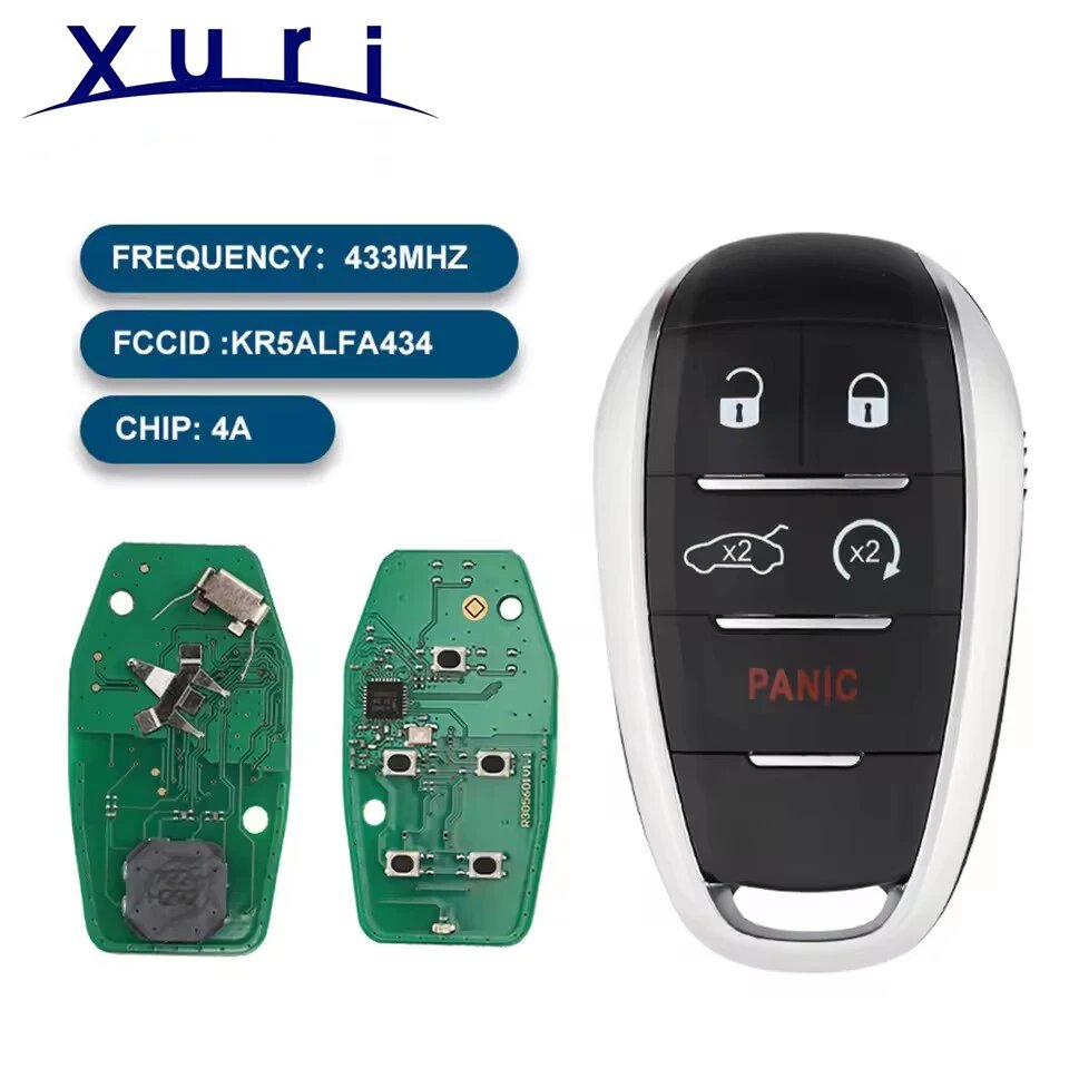 Xuri KR5ALFA434, A2C97635100 433 МГц 4A чип дистанционный смарт-брелок без ключа для Alfa Romeo Giulia Stelvio 2017-2020