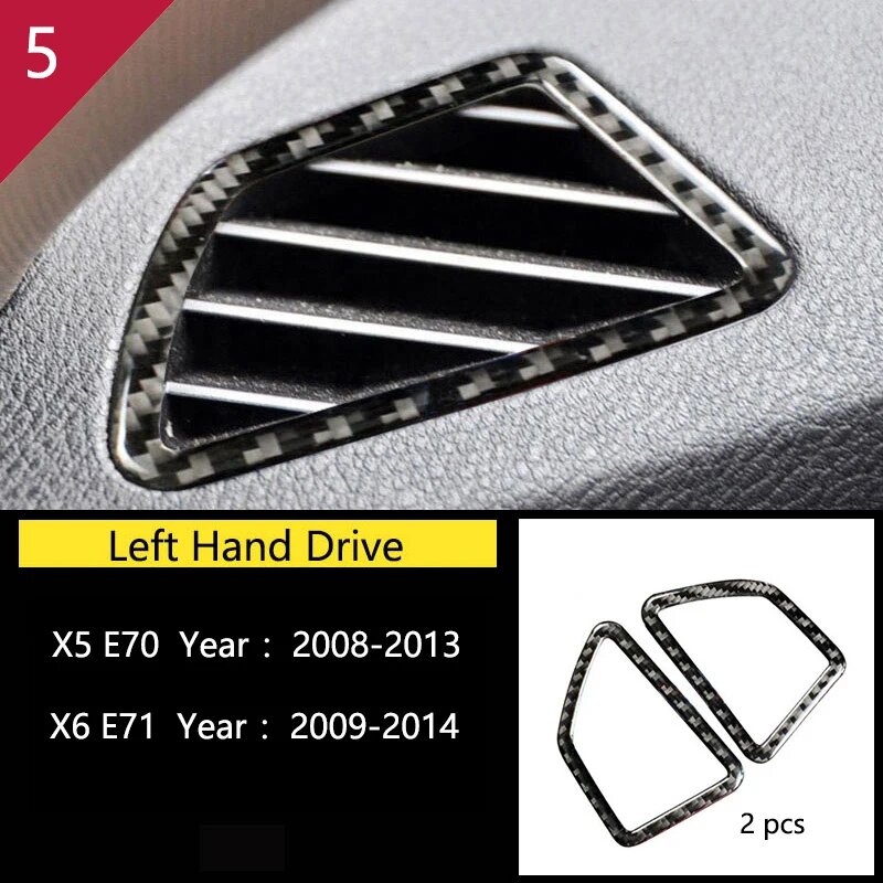 Для BMW X5 X6 E70 E71 Аксессуары для салона автомобиля Кондиционер CD Консоль Панель Крышка Украшение Накладка Углеродное волокно Стайлинг автомобиля Type 5 LHD