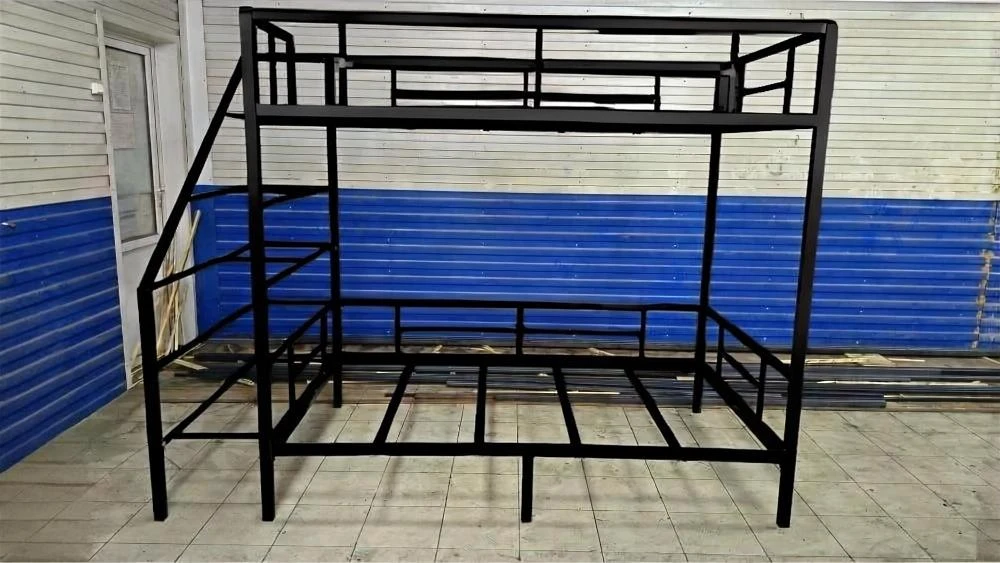 Кровать - чердак двуярусный "Lina" 120*200*190 см чёрная , металлическая, лофт