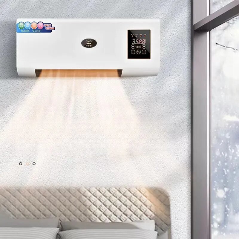 Тепловентилятор керамический обогреватель настенный, вентилятор тепловая завеса с пультом ДУ, с цифровым термостатом, на стену 2000 Вт