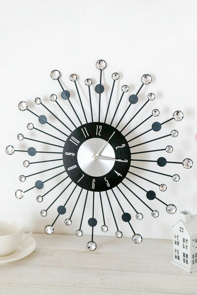 Настенные часы рагги, серебряные лучи, металл, акрил, 42 см, Koopman International HZ1901550-1