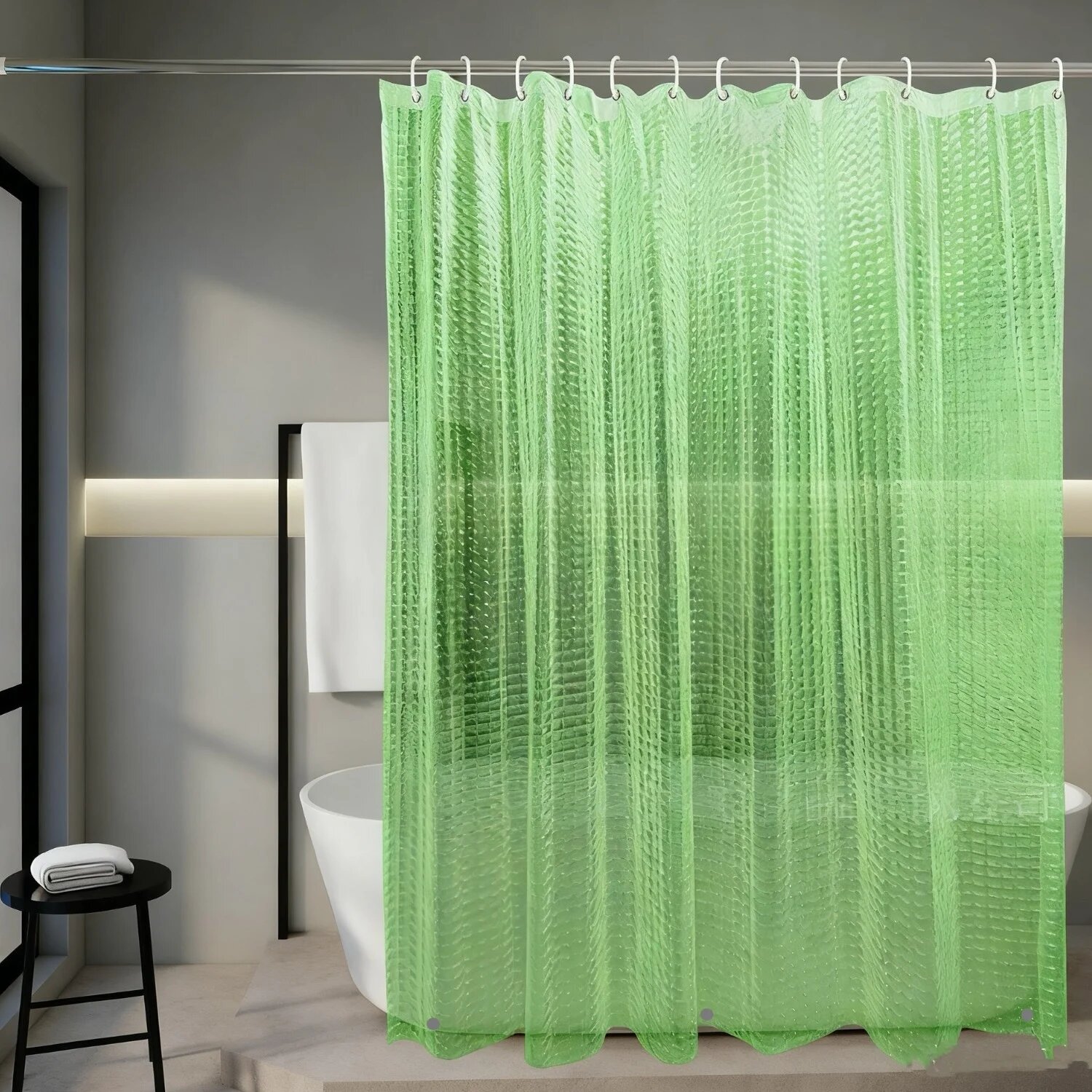Водонепроницаемая шторка для душа PEVA 180x180 см Зеленый, Green Crystal