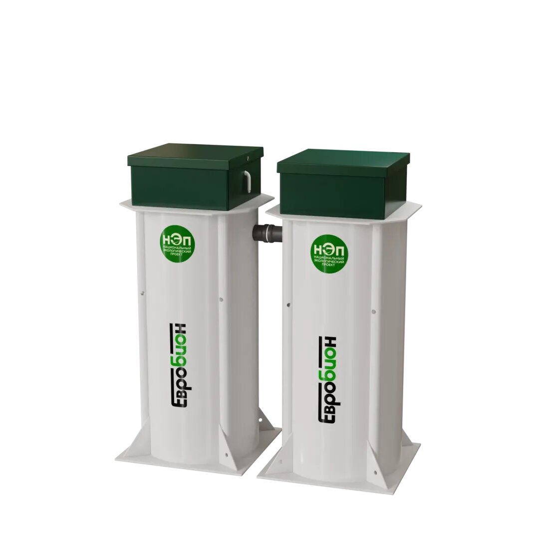 Септик Евробион 10-Комфорт , самотечный, полипропилен, станция компрессорного типа с двумя вертикальными блоками