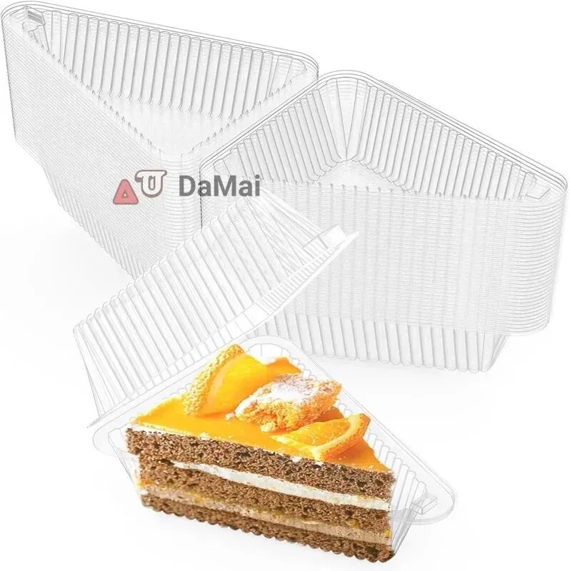 50 шт. Прозрачные контейнеры для торта из ПЭТ с крышкой, 13.5x12x7 см