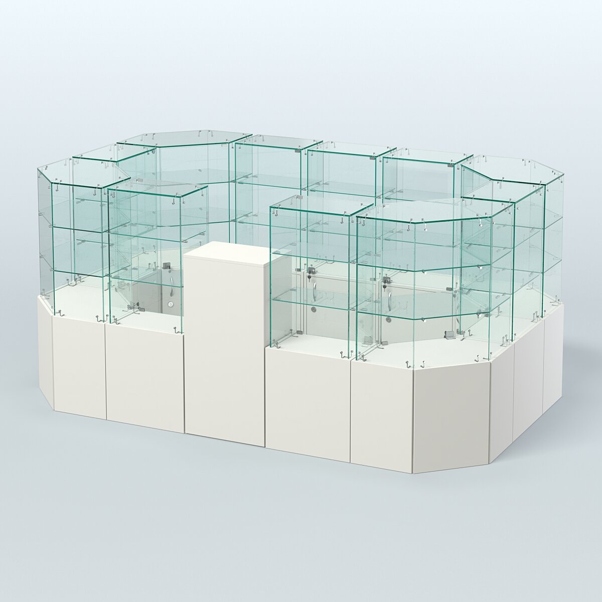 Стеклянный островок-павильон серии кольцо прямоугольный №6, Белый