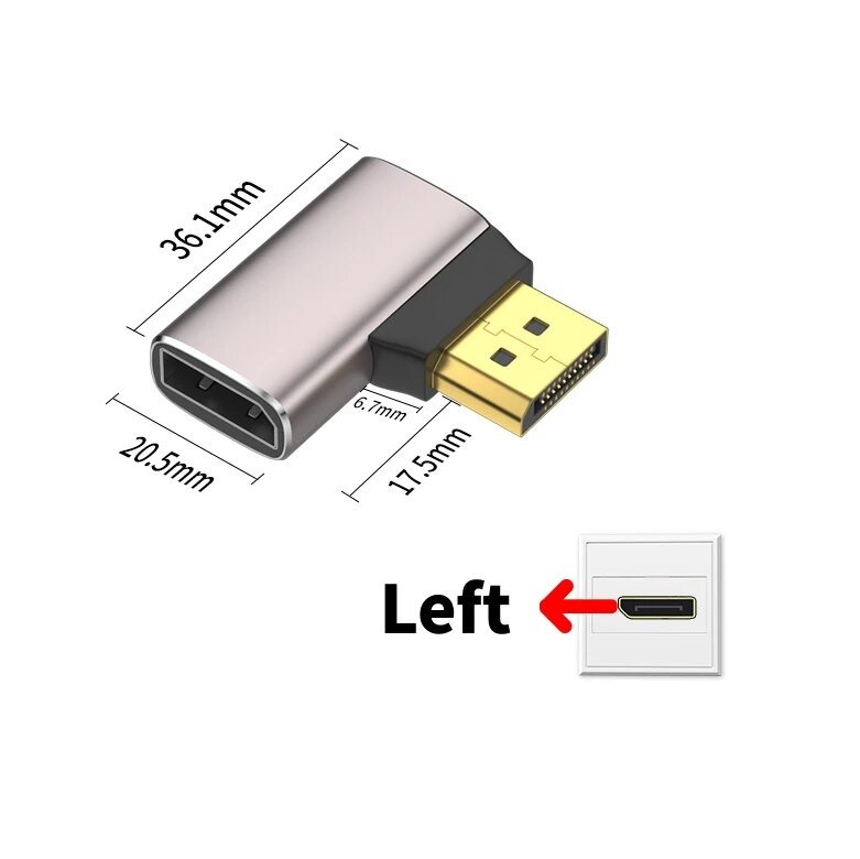 Адаптер USB C - HDMI 90 градусов, Left