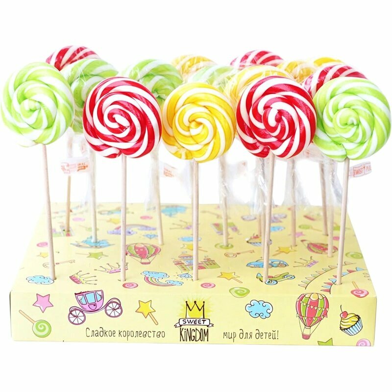 Карамель леденцовая лолли Спираль цветная. Ассорти, 30 гр, SK21