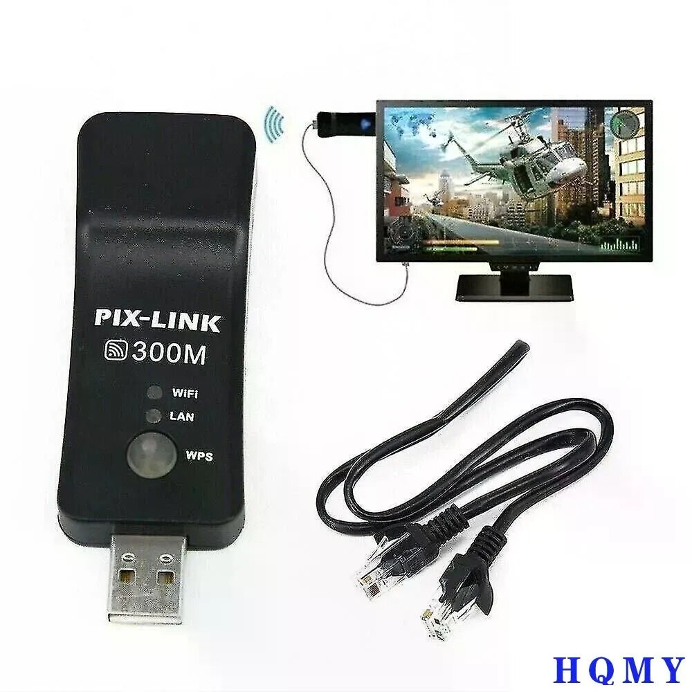 Pix-Link USB-концентратор 300M Wi-Fi адаптер для Samsung Smart TV, Ethernet, черный/белый