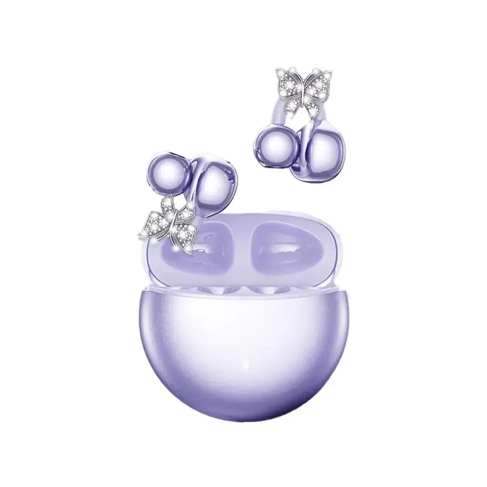Наушники-клипсы с Bluetooth и стразами, в стиле ювелирных украшений, с креплением purple butterfly