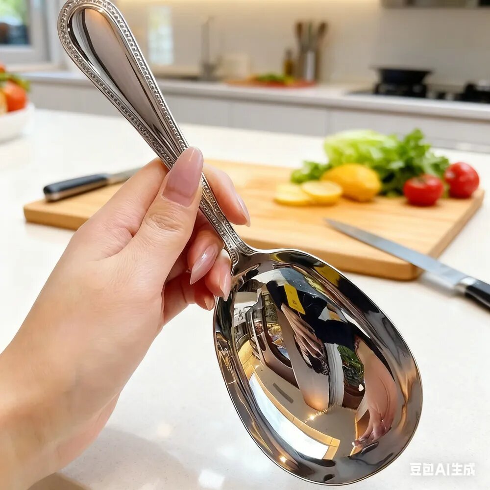 Ложка для салата 1 предм. прозрачный, серый металлик